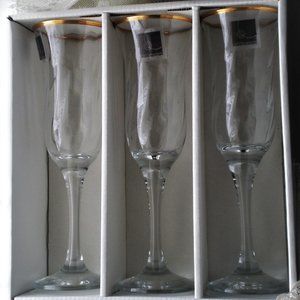 Maxim | Dining | New Nib 6 Circleware Maxim Flute 22k Gold Rim Wine ...